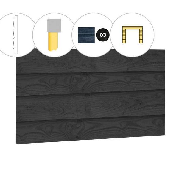 Zweeds rabat douglas enkelzijdige wand C, tbv dubbele deur, 278,5 x 224 ...